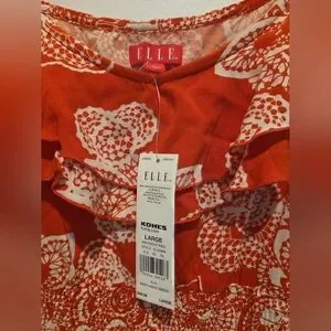 Elle | Dresses | Elle Red And White Lace Pattern Dress | Poshmark